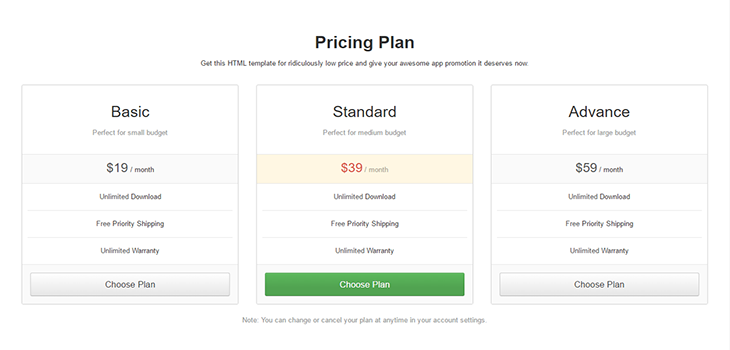 Bootstrap pricing | Bootstrap Themes