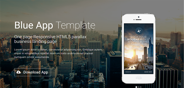 Blue App – Free One page Responsive HTML5 parallax Bootstrap Template | Bootstrap Themes