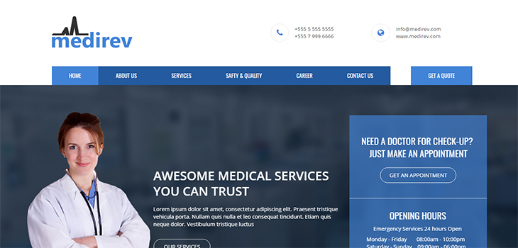 Medirev – Free Medical HTML Bootstrap Template | Bootstrap Themes