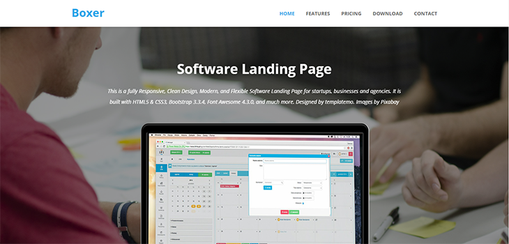 Boxer – Software Landing Page Free HTML5 Template | Bootstrap Themes